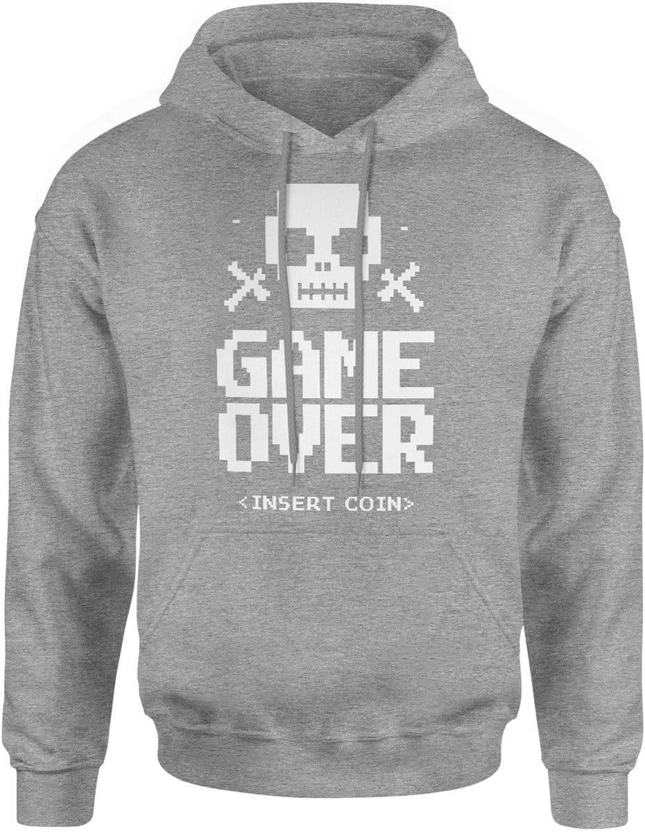 game over insert coin pixel art arcade gaming Męska bluza z kapturem